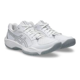Hallenschuh asics "GEL-TASK 5", Damen, Gr. 37,5, wei&szlig;, pure silber, Synthetik, Schuhe Hallenschuh, besonders geeignet f&uuml;r Handball und Volleyball