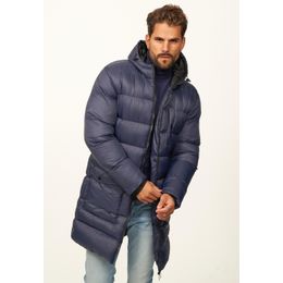 Parka Soulstar "Winterjacke als Langer Steppmantel - Winterparka", Herren, Gr. L, blau (navy), Obermaterial: 100% Nylon NY., B&uuml;ndchen, Jacken Parka, Herren warme Pufferjacke Steppjacke - Leichter Wintermantel