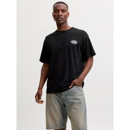 Jack & Jones T-Shirt JACK & JONES "JJLEGACY TEE SS CREW NECK", Jungen, Gr. L, schwarz, Jersey, Obermaterial: 100% Baumwolle, bedruckt, loose fit normal, Rundhals, Shirts T-Shirt, Baumwolle, locker geschnitten