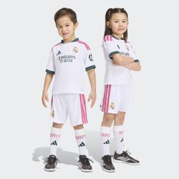 T-Shirt & Shorts adidas Performance "REAL MADRID 26/27 KIDS HEIMSET", M&auml;dchen, Gr. 104, wei&szlig;, Obermaterial: 100% Polyester, KOB Set-Artikel, f&uuml;r Fu&szlig;ball, mit Climacool Technologie, regul&auml;rer Schnitt