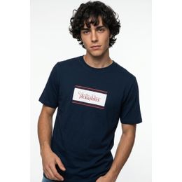 Jack & Jones Rundhalsshirt JACK & JONES "JJBUSTER TEE SS CREW NECK BTS", Jungen, Gr. L, navy blazer, Jersey, Obermaterial: 100% Baumwolle, normal, Rundhals, Shirts Rundhalsshirt, aus Baumwolle, normale Passform, pflegeleicht