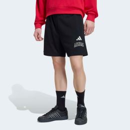 Shorts adidas Sportswear "M COLL FL SH", Herren, Gr. L, N-Gr, schwarz, sanftes wei&szlig;, normal, gr., Obermaterial: 70% Baumwolle, 30% Polyester, Hosen Shorts