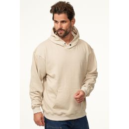 Hoodie Soulstar "Oversize Kapuzenpullover Sweater Pullover f&uuml;r Herren", Herren, Gr. L, beige (stone), Obermaterial: 100% Baumwolle CO., Sweatshirts Hoodie, Herren Oversize Kapuzenpullover mit Button Pullover Sweater