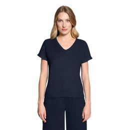 Kurzarmshirt Betty Barclay "Damen mit Struktur", Damen, Gr. 36, dunkelblau, Obermaterial: 99% Polyester, 1% Elasthan, loose fit normal, V-Ausschnitt, Shirts