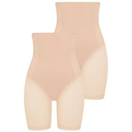 Shapinghose YSABEL MORA, Damen, Gr. M, beige, Obermaterial: 73% Polyamid, 27% Elasthan, figurbetont, Unterhosen, hoch geschnitten, l&auml;ngeres Bein mit T&uuml;ll, Anti-Scheuer-Effekt