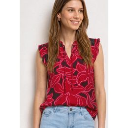 Blusentop Street One, Damen, Gr. 40, salsa rot, Web, Obermaterial: 95% Viskose, 5% Elasthan, gemustert, h&uuml;ftbedeckend, V-Ausschnitt, Blusen Blusentop, Feine Chiffon-Qualit&auml;t mit Innetop aus Modal, weich fallend