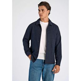 Outdoorhemd LINDBERGH "Hemdjacke Relaxed Fit", Herren, Gr. L, Normalgr&ouml;&szlig;en, dk blau mel, Obermaterial: 56% Polyester, 40% Wolle, 4% Elasthan. Futter: 55% Polyester, 45% Viskose, Hemden