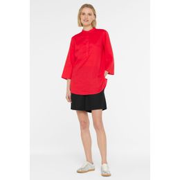 Schlupfbluse SENSES.THE LABEL, Damen, Gr. L, rot (spicy rot), Web, Material: 75% Leinen, 25% Baumwolle, unifarben, regular fit normal, hoch geschlossener Ausschnitt, gerader Abschluss, Blusen Schlupfbluse, mit Seitenschlitze