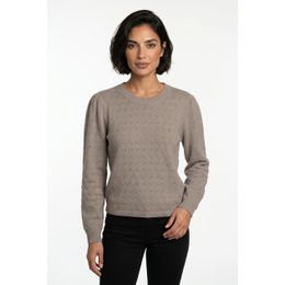 V&eacute;ro Moda Strickpullover VERO MODA "VMDOFFY STITCH LS O-NECK PULLOVER NOOS", Damen, Gr. L, moon rock detail:melange, Strick, Obermaterial: 94% Polyester, 3% Elasthan, 3% Nylon, meliert, regular fit normal, Rundhals, Pullover Strickpullover, Materialmix, regular fit