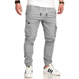 Cargohose Soulstar "Freizeithose Jogger-Hose mit elastischem Bund Stoffhose f&uuml;r Herren", Herren, Gr. 29, Einheitsgr&ouml;&szlig;e, grau (hellgrau), Obermaterial: 98% Baumwolle CO. 2% Elasthan EL., Hosen Cargohose, Herren Chino Jogger Jeans Hose Stoffhose Freizeithose