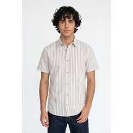 Jack & Jones Kurzarmhemd JACK & JONES "JJCHAD OXFORD STRIPE SHIRT SS", Herren, Gr. L, N-Gr, string, Web, Obermaterial: 100% Baumwolle, gestreift, regular fit, Hemden