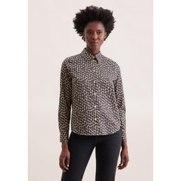Hemdbluse Seidensticker, Damen, Gr. M (38), off, wei&szlig;, 100% Baumwolle, gemustert, regular fit, ohne Ausschnitt, Blusen Hemdbluse, 1/1 Kragen Druck