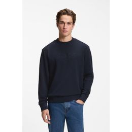 Sweatshirt BOSS Orange, Herren, Gr. 4XL, dunkelblau404, Sweatware, Obermaterial: 100% Baumwolle, unifarben, relaxed fit normal, Rundhals, B&uuml;ndchen, Sweatshirts Sweatshirt, Rundhalsausschnitt, Relaxed Fit, gro&szlig;e Logo-Stickerei