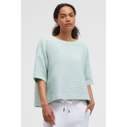 Sweater SENSES.THE LABEL, Damen, Gr. M/L, pastel lime, Sweatware, Material: 88% Baumwolle, 10% Polyester, 2% Elasthan, unifarben, oversize normal, Rundhals, eingesetzt gerader Abschluss, Sweatshirts Sweater, mit Strukturmuster