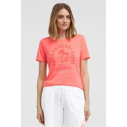 Rundhalsshirt SOCCX, Damen, Gr. L, rosa (rot), Web, Material: 65% Polyester, 35% Baumwolle, bedruckt, regular fit normal, Rundhals, eingesetzt gerader Abschluss, Shirts Rundhalsshirt, mit Baumwolle
