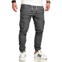 Cargohose Soulstar "Freizeithose Jogger-Hose mit elastischem Bund Stoffhose f&uuml;r Herren", Herren, Gr. 29, Einheitsgr&ouml;&szlig;e, grau (dunkelgrau), Obermaterial: 98% Baumwolle CO. 2% Elasthan EL., Hosen Cargohose, Herren Chino Jogger Jeans Hose Stoffhose Freizeithose