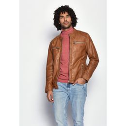 Lederjacke Maze "Flint", Herren, Gr. S, braun, Obermaterial: 100% Lammleder. Futter: 100% Polyester, ohne B&uuml;ndchen, Jacken