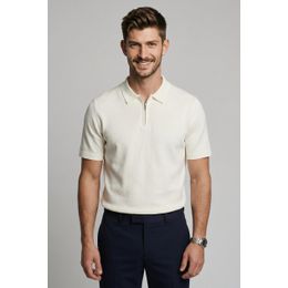 Jack & Jones Polokragenpullover JACK & JONES "JPRBLAMILANO SPRING KNIT ZIP POLO SS SN", Herren, Gr. L, wei&szlig; (cloud dancer), Strick, Obermaterial: 83% Baumwolle, 17% Polyester, unifarben, normal, Rundhals, B&uuml;ndchen, Pullover, Baumwollmischung