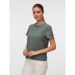 V&eacute;ro Moda Kurzarmshirt VERO MODA "VMLOUISE SS TOP JRS", Damen, Gr. L, gr&uuml;n (laurel wreath), Jersey, Obermaterial: 100% Baumwolle, unifarben, regular fit normal, Rundhals, Shirts, Baumwolle, regular fit