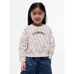 Sweatshirt Tommy Hilfiger, M&auml;dchen, Gr. 4 (104), beige (flower aop), Sweatware, Obermaterial: 78% Baumwolle, 18% Polyester, 4% Elasthan, gebl&uuml;mt, regular fit normal, Rundhals, B&uuml;ndchen, Sweatshirts Sweatshirt, Rundhalsausschnitt, Regular Fit, f&uuml;r Kinder