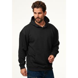 Hoodie Soulstar "Oversize Kapuzenpullover Sweater Pullover f&uuml;r Herren", Herren, Gr. L, schwarz, Obermaterial: 100% Baumwolle CO., Sweatshirts Hoodie, Herren Oversize Kapuzenpullover mit Button Pullover Sweater