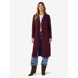 Strickjacke Noisy may "NMCITY L/S LONG CARDIGAN NOOS", Damen, Gr. L, rot (fig), Strick, Obermaterial: 97% Polyester, 3% Elasthan, unifarben, kniebedeckend, Rundhals, B&uuml;ndchen, Strickjacken Strickjacke, Kunstfaser