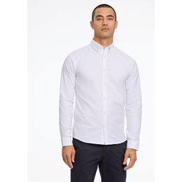 Businesshemd LINDBERGH "Oxford-Hemd (Langarm) Slim Fit", Herren, Gr. L, Normalgr&ouml;&szlig;en, wei&szlig;, Obermaterial: 97% Baumwolle, 3% Elasthan, Hemden