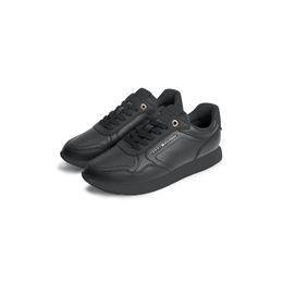 Tommy Hilfiger Damen Keilsneaker "TH RETRO RUNNER", Gr. 41schwarz, Leder, Schuhe, Freizeitschuh, Halbschuh, Schn&uuml;rschuh mit dezenten Ziern&auml;hten