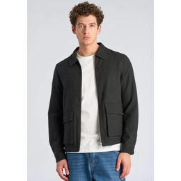 Outdoorhemd LINDBERGH "Hemdjacke Relaxed Fit", Herren, Gr. L, Normalgr&ouml;&szlig;en, schwarz mel, Obermaterial: 56% Polyester, 40% Wolle, 4% Elasthan. Futter: 55% Polyester, 45% Viskose, Hemden