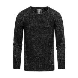 Strickpullover Rusty Neal, Herren, Gr. 4XL, schwarz, 70% Polyacryl, 30% Baumwolle, mehrfarbig, unifarben, normal, V-Ausschnitt, Pullover Strickpullover, mit ausgefallenem Strickmuster
