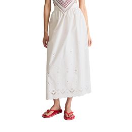 Marc O'Polo Damen Webrock "mit Broderie Anglaise"silky wei&szlig;, Gr. XL, MARC O'POLO DENIM, unifarben, Obermaterial: 100% Baumwolle, R&ouml;cke