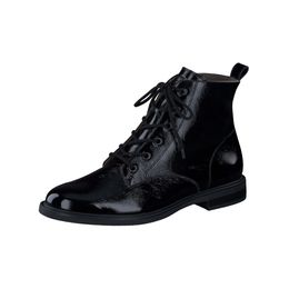 Schn&uuml;rstiefelette Paul Green "Paul Green Stiefelette Leder", Damen, Gr. 37,5, schwarz (schwarz lack), Leder, Schuhe Schn&uuml;rstiefelette