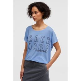 Rundhalsshirt SOCCX, Damen, Gr. L, soft ocean, Single Jersey, Material: Grundmaterial: 100% Polyester, Ausbrenner: 100% Baumwolle, bedruckt, regular fit normal, Rundhals, angeschnitten, Shirts Rundhalsshirt, mit elastischem Saum
