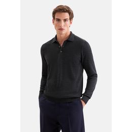 Polokragenpullover Seidensticker "Schwarze Rose", Herren, Gr. L, schwarz (grau), 100% Wolle, unifarben, regular fit, Pullover, 1/1 Kragen Uni