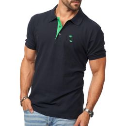 Poloshirt DAILY COTTON "Daily Cotton Poloshirt in Kurzarm als Freizeit Polo T-Shirt - Polo-Hemd f&uuml;r Herren", Jungen, Gr. L, navy, gr&uuml;n, Obermaterial: 100% Baumwolle CO., B&uuml;ndchen, Shirts, M&auml;nner Polohemd im Regular-Fit in Piqu&eacute;-Qualit&auml;t mit Palmen-Logo