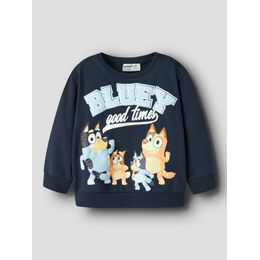 Sweatshirt name it "NMMJUST BLUEY NREG SWEAT UNB NOOS SKY", Jungen, Gr. 116, navy blazer, Sweatware, Obermaterial: 95% Baumwolle, 5% Elasthan, bedruckt, regular fit normal, Rundhals, Rippb&uuml;ndchen, Sweatshirts Sweatshirt, Baumwollmischung, regular fit