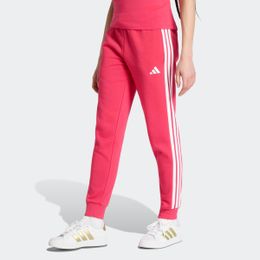 Sporthose adidas Sportswear "W 3S FL SL PT", Damen, Gr. L, N-Gr, pink (power pink, wei&szlig;, normal, gr.), Obermaterial: 55% Baumwolle, 36% Polyester, 9% Viskose, Hosen Sporthose, schmal geschnitten, f&uuml;r vielseitige Aktivit&auml;ten, aus Baumwollmix