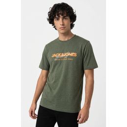 Jack & Jones Kurzarmshirt JACK & JONES "JJALVIS TEE SS CREW NECK 3PK MP", Jungen, Gr. S, gr&uuml;n (kombu gr&uuml;n pack:big with navyblazer, schwarz), Jersey, Obermaterial: 100% Baumwolle, bedruckt, normal, Rundhals, Shirts