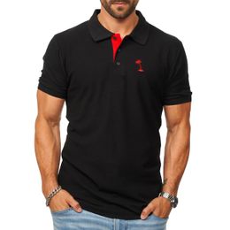 Poloshirt DAILY COTTON "Daily Cotton Poloshirt in Kurzarm als Freizeit Polo T-Shirt - Polo-Hemd f&uuml;r Herren", Jungen, Gr. L, schwarz, rot, Obermaterial: 100% Baumwolle CO., B&uuml;ndchen, Shirts, M&auml;nner Polohemd im Regular-Fit in Piqu&eacute;-Qualit&auml;t mit Palmen-Logo