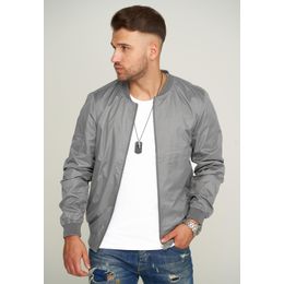 Blouson Soulstar "mit Baseball-Kragen leichte Sommerjacke", Herren, Gr. L, grau, Obermaterial: 100% Polyester PES., Jacken Blouson, Herren Blousonjacke leichte Bomberjacke &Uuml;bergangsjacke