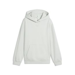 Kapuzensweatshirt Puma "ESS CENTERED CAT LOGO RELAXED HOODIE FL G", M&auml;dchen, Gr. 140, wei&szlig; (crme de mint), Fleece, Obermaterial: 66% Baumwolle, 34% Polyester, unifarben, relaxed fit normal, angesetztes B&uuml;ndchen, Sweatshirts, mit Kapuze, mit angesetztem B&uuml;ndchen