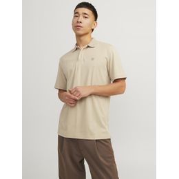 Jack & Jones Poloshirt JACK & JONES "JPRCCRODNEY SS POLO SN", Herren, Gr. L, beige (fields of rye), Jersey, Obermaterial: 60% Baumwolle, 40% Polyester, unifarben, Basic, regular fit h&uuml;ftlang, Rundhals, Shirts