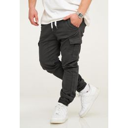 Cargohose Soulstar "Freizeithose Jogger-Hose mit elastischem Bund Stoffhose f&uuml;r Herren", Herren, Gr. 29, Einheitsgr&ouml;&szlig;e, grau (dunkelgrau), Obermaterial: 97% Baumwolle CO. 3% Elasthan EL., Hosen Cargohose