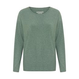 Pyjamaoberteil Copenhagen Studios, Damen, Gr. 32/34, gr&uuml;n, Feinripp, Obermaterial: 92% Modal, 8% Elasthan, unifarben, bequem normal, Rundhals, Shirts, aus hochwertiger Rippqualit&auml;t