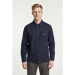 Jack & Jones Langarmhemd JACK & JONES "JPRBLATYLER HERRINGBONE L/S OVERSHIRT", Herren, Gr. L, N-Gr, night sky fit:relaxed fit, Web, Obermaterial: 43% Lyocell, 38% Baumwolle, 19% Leinen, unifarben, relaxed fit normal, Manschette, Hemden, mit Brust Tasche