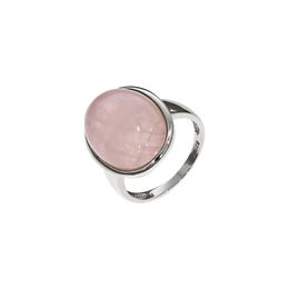 Fingerring ZEEme "Silber 925 rhodiniert mit echtem Rosaquarz 20x15mm" Gr. 52, wei&szlig;, Fingerringe, Damen, 052 (16,6), Silber 925 (Sterlingsilber), Fingerring