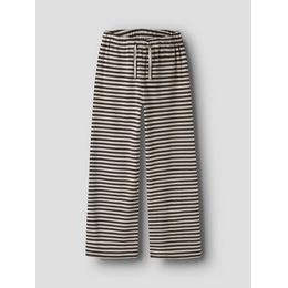 Jerseyhose name it "NKFSURAJA STRAIGHT PANT NOOS", M&auml;dchen, Gr. 116, N-Gr, schwarz coffee stripes:with peyote, Rippware, Obermaterial: 95% Baumwolle, 5% Elasthan, gestreift, straight fit kn&ouml;chellang, Hosen Jerseyhose
