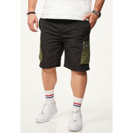 Cargoshorts Soulstar "Soulstar Cargoshorts im Tech Utility-Style f&uuml;r Herren aus leichtem Nylon Regular-Fit", Herren, Gr. M, Einheitsgr&ouml;&szlig;e, schwarz, Obermaterial: 100% Nylon NY., Hosen, Kurze Hose mit Gummibund & Klickverschluss - Sommer-Shorts Bermuda