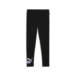 Leggings Puma "ESS 2 COLOR NO1 LOGO LEGGINGS G", M&auml;dchen, Gr. 128, N-Gr, schwarz (Puma schwarz, light lavender), Jersey, Obermaterial: 95% Baumwolle, 5% Elasthan, bedruckt, schmal normal, Hosen Leggings, enge Passform, f&uuml;r Sportmode und Streetwear