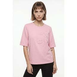 V&eacute;ro Moda Kurzarmshirt VERO MODA "VMHALI SS EMBROIDERY TOP JRS", Damen, Gr. L, pink, a, boo, Jersey, Obermaterial: 50% Viskose, 45% Polyester, 5% Elasthan, unifarben, normal, Rundhals, Shirts, Viskosemischung